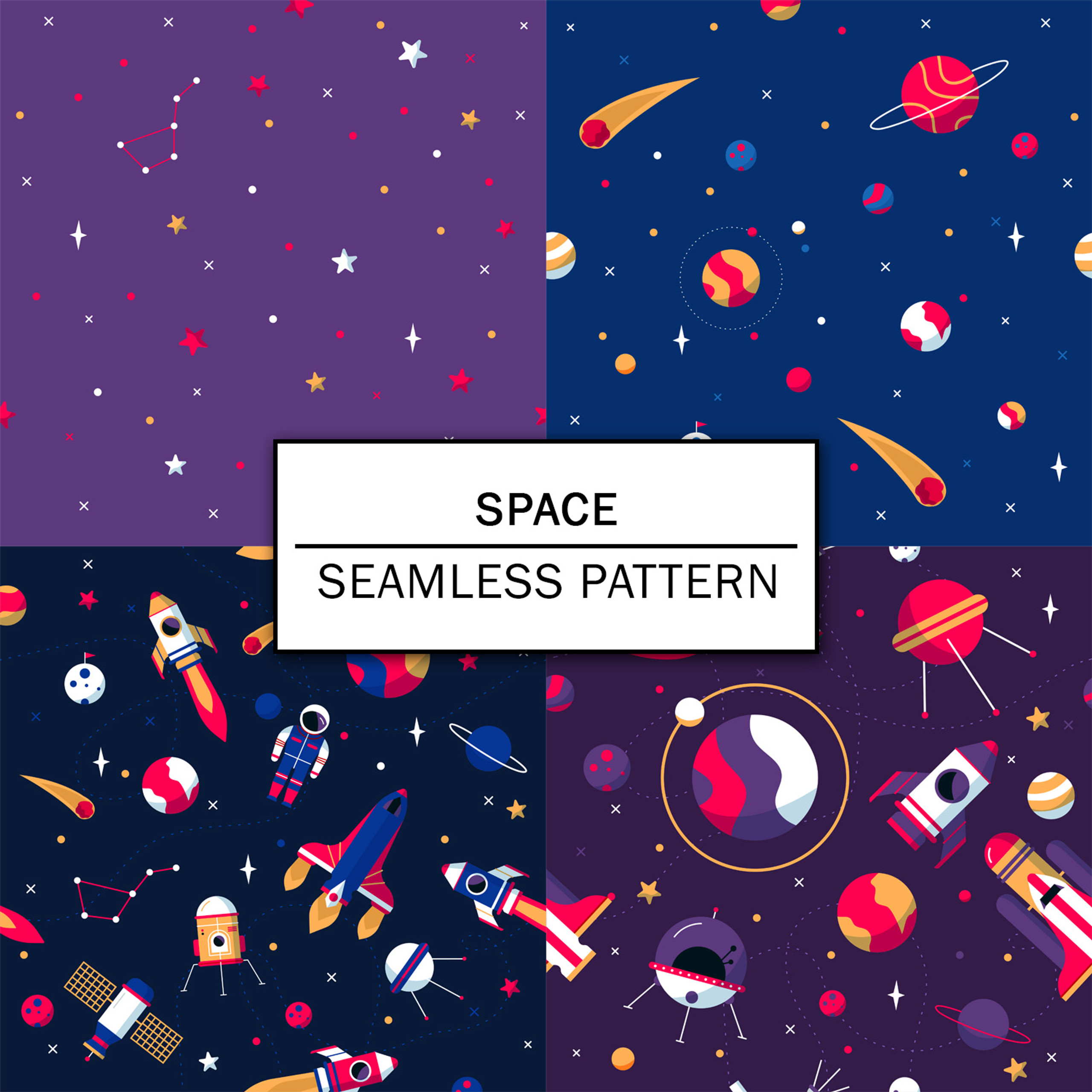 Pastele Sun Moon Stars Seamless Repeating Pattern Design Digital