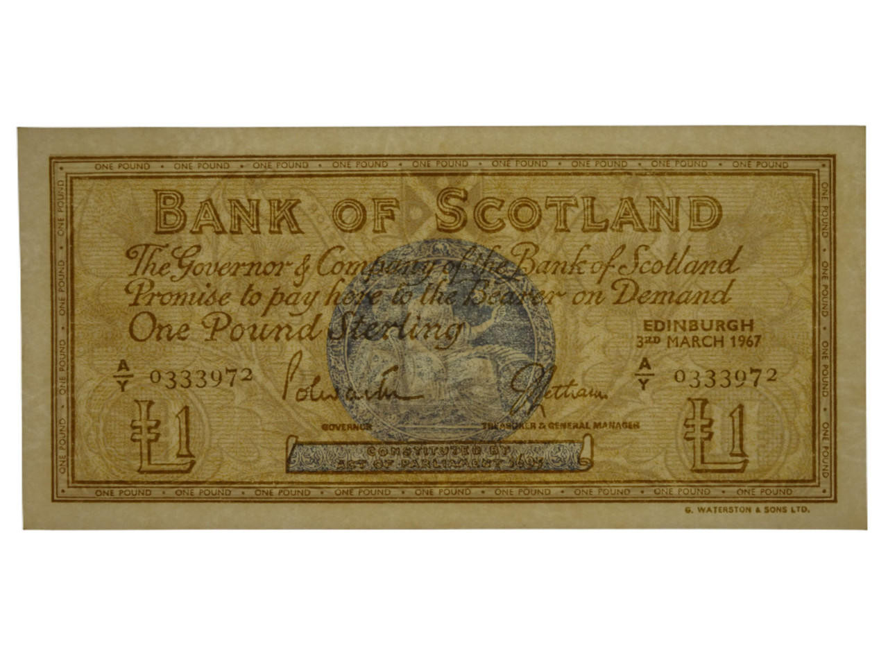 Scotland 1967 1 Pound Banknote in Uncirculated Condition
