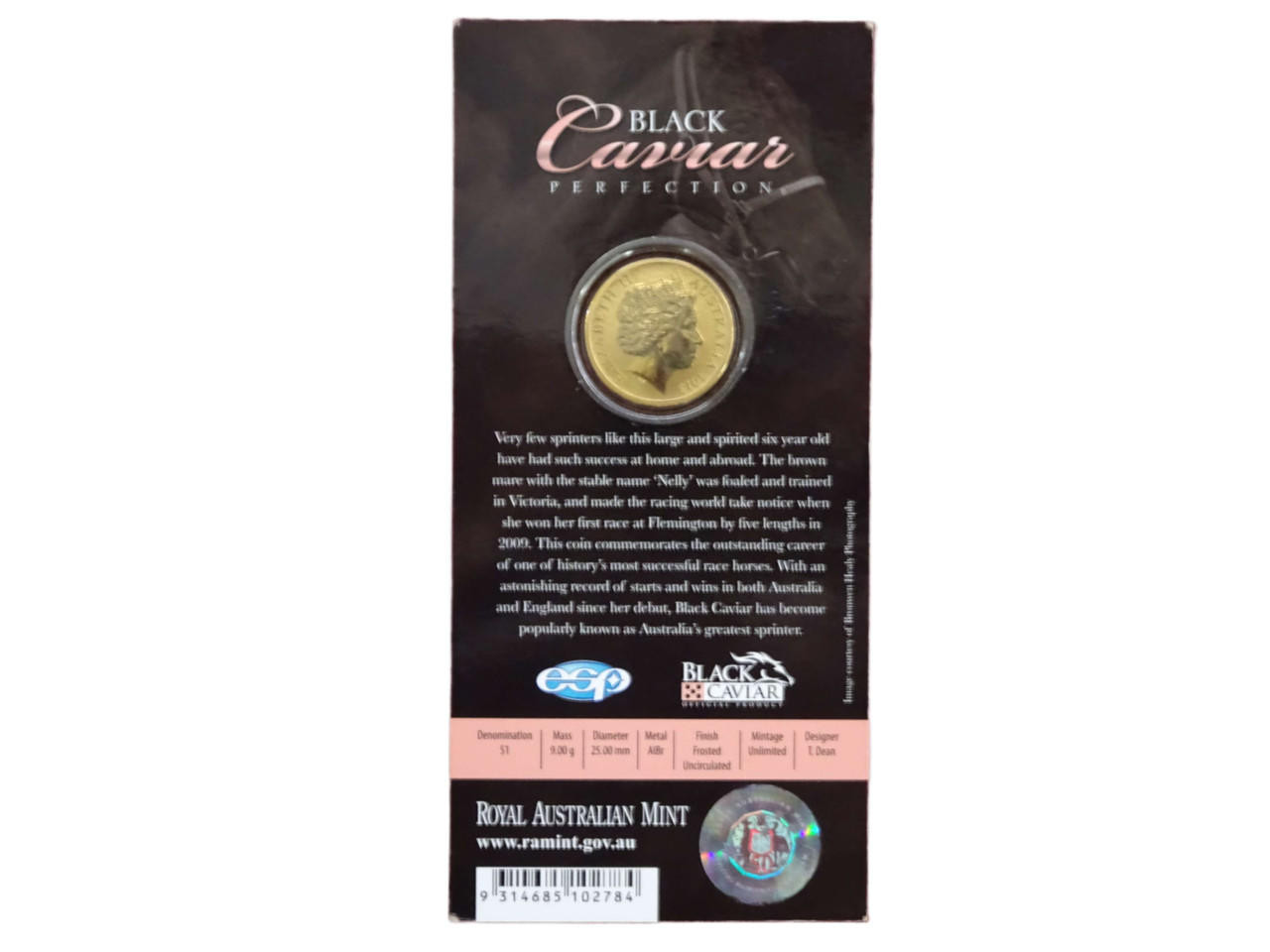 2013 Black Caviar Perfection $1 Colour Printed Coin