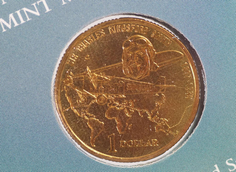 1997 $1 Unc C Mint Mark Coin Sir Charles Kingsford Smith