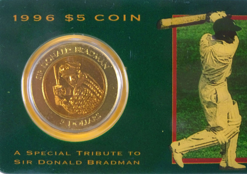 1996 $5 Coin Special Tribute to Donald Bradman