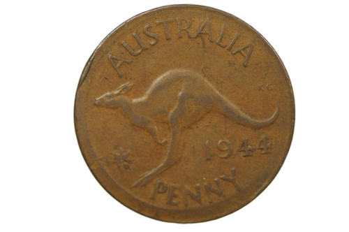 Australian 1944 Y. Penny Mis-Strike in Very Fine Condition