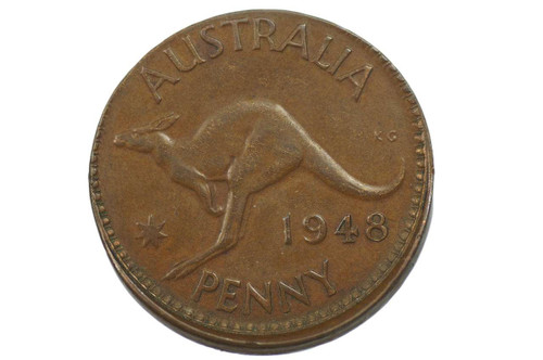 Australian 1948 Penny Error Mis-Strike in EF Condition
