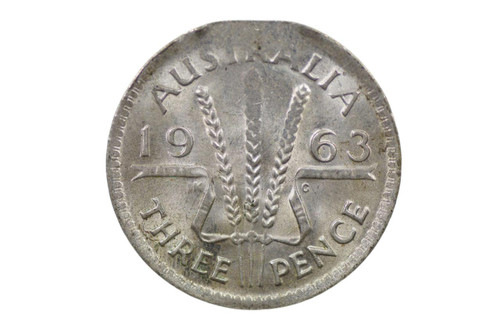 Australian 1963 Threepence Variety Rim Clip in EF Condition