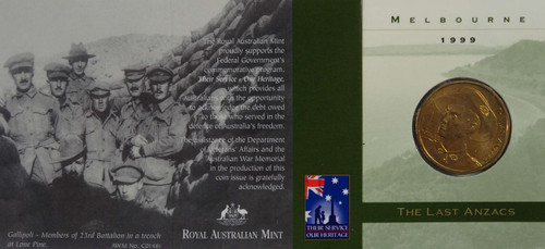1999 $1 Uncirculated M Mint Mark Coin The Last Anzacs