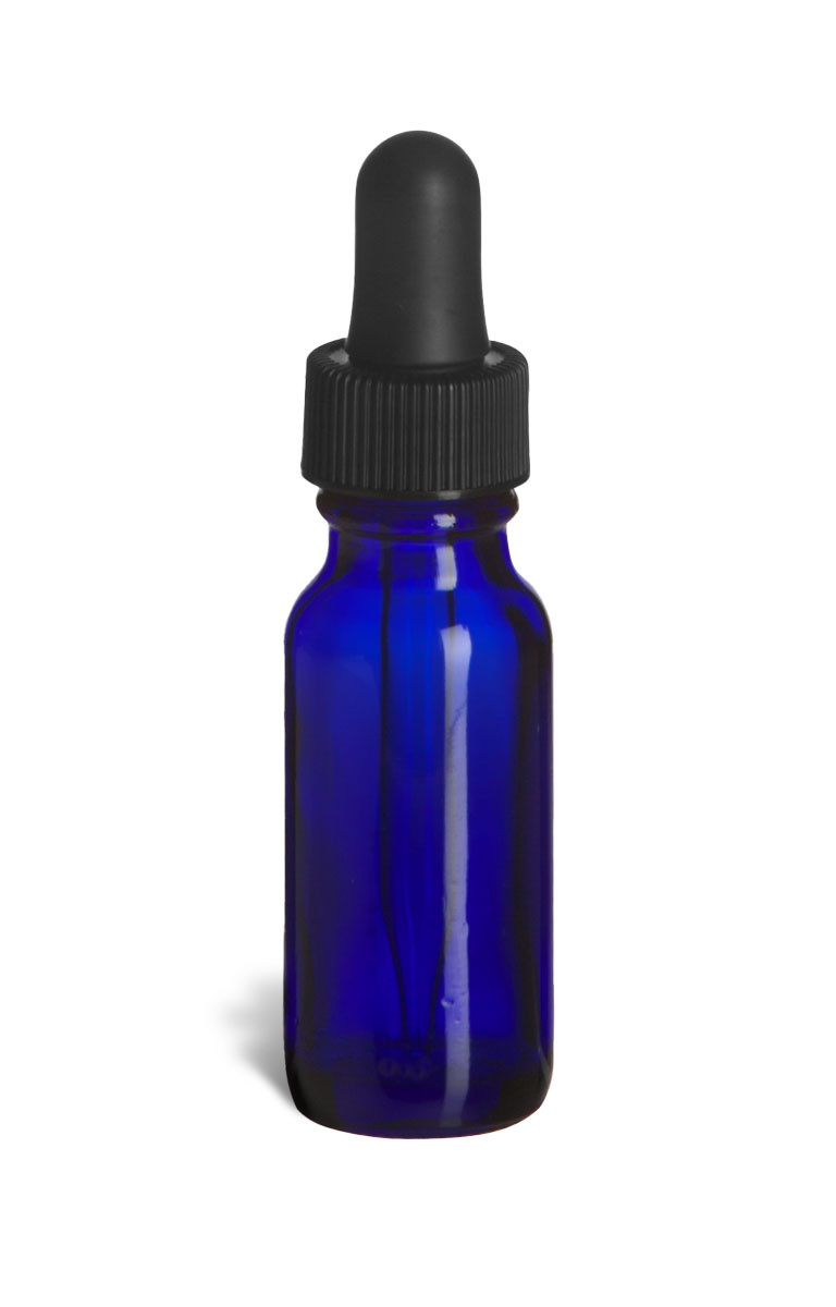 Blue Boston Round Dropper Bottle, 1/2 oz | Specialty Bottle
