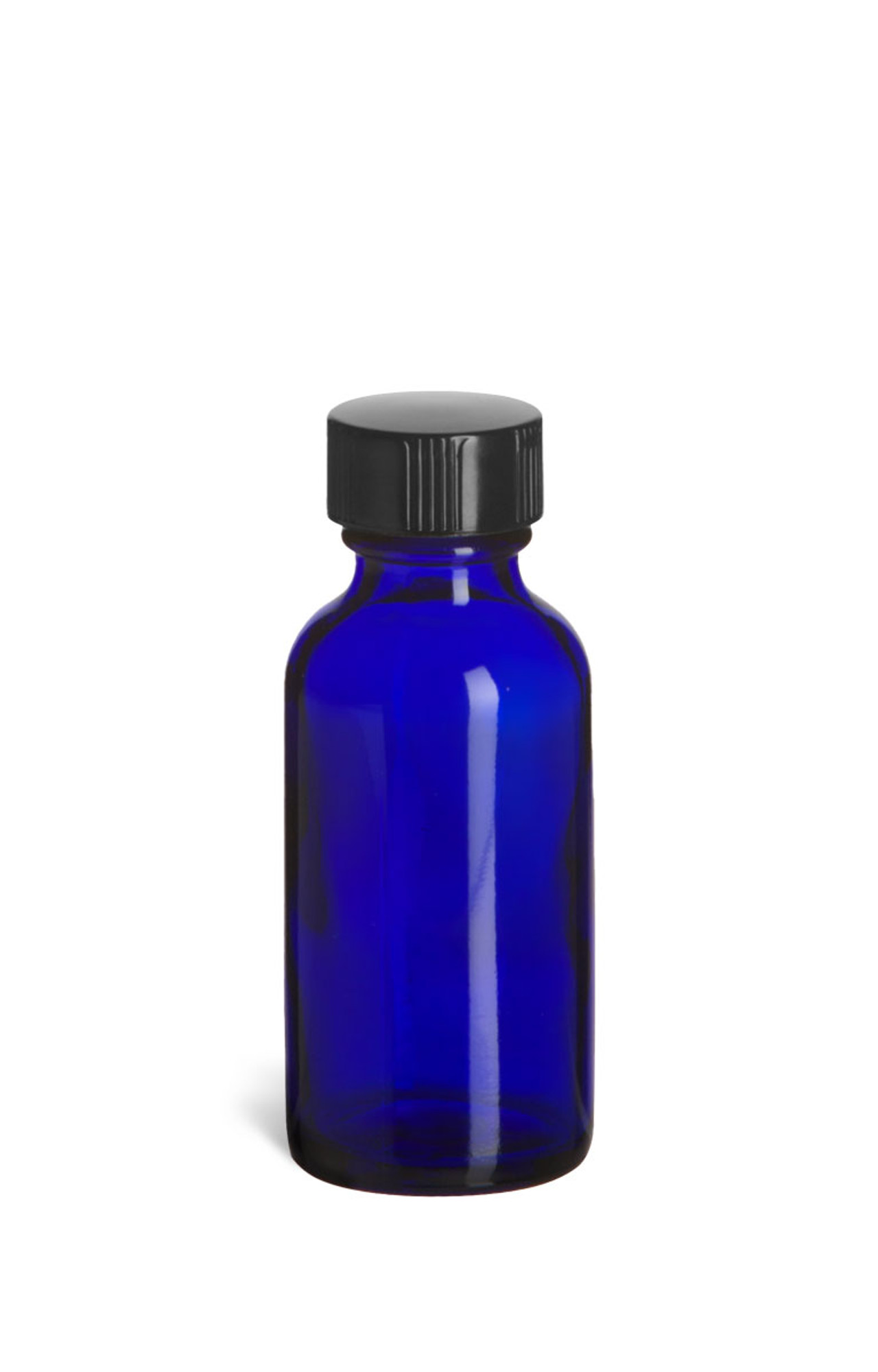 Blue Boston Round Glass Bottle, 1 oz | Specialty Bottle
