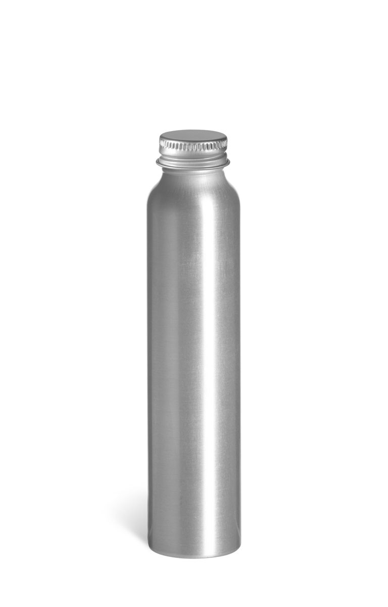 Aluminum Slim Bottle, Silver Cap, 4 oz | Specialty Bottle