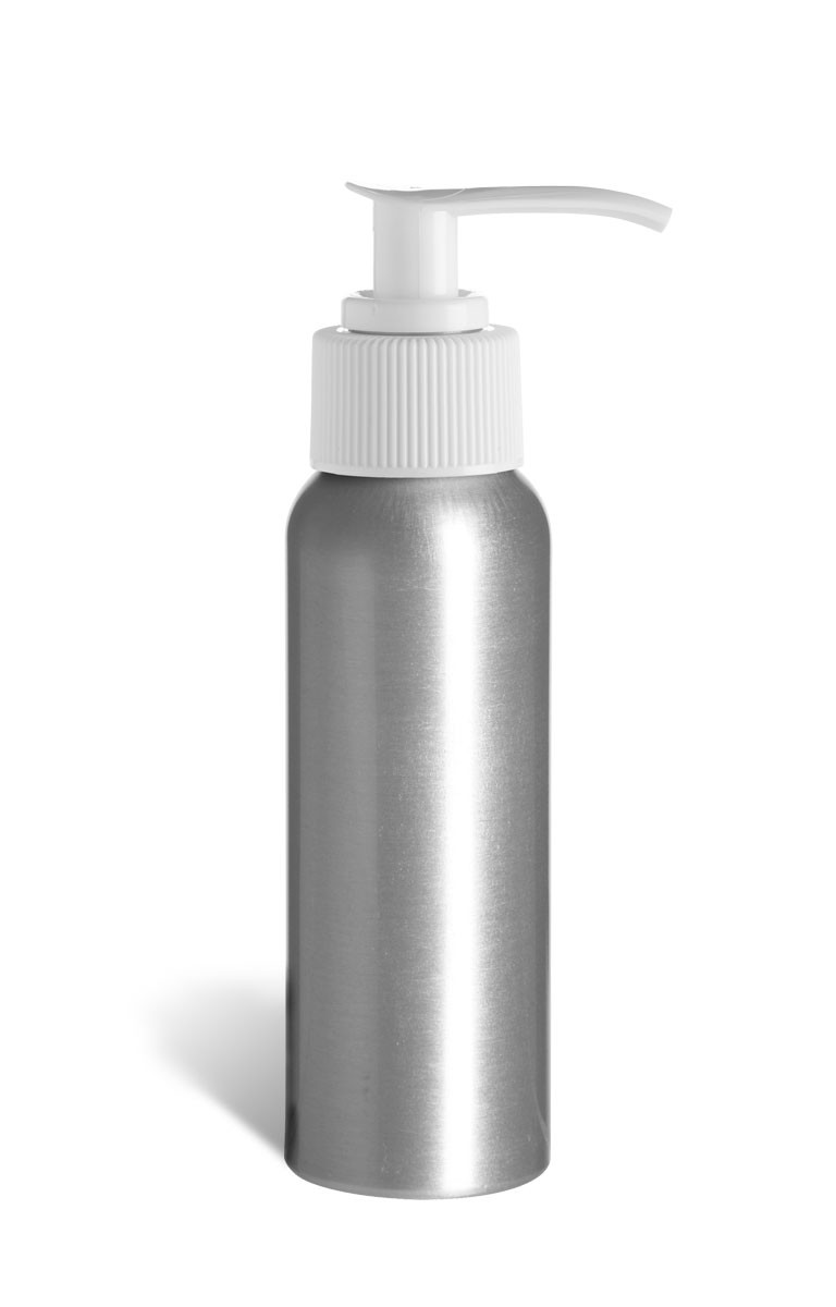 Aluminum Slimline Bottle with White Pump, 2oz|Specialty Bottle