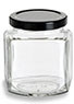Oval Hexagon Jars with Black Lids | Specialty Bottle