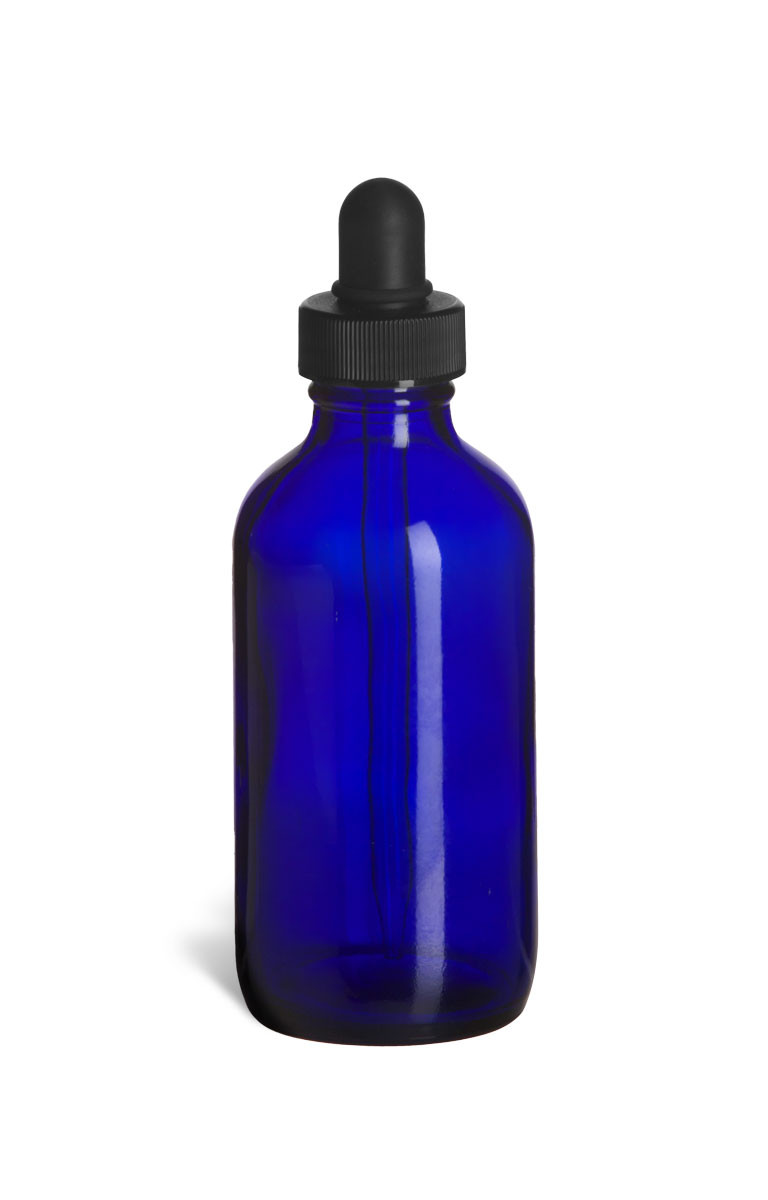 Blue Round Glass Dropper Bottle, 4 oz |Specialty Bottle