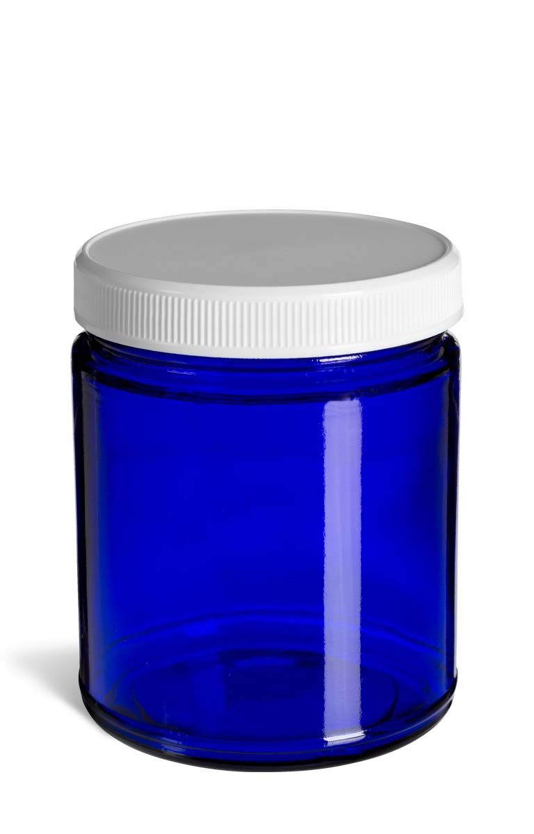 Blue Glass Jar With Lid, 9oz |Specialty Bottle