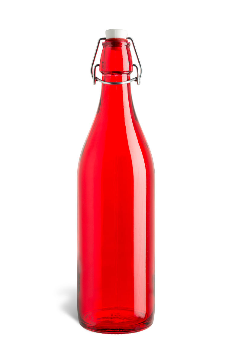 Red Glass Bottle w/Swing top, 1 Liter|Specialty Bottle