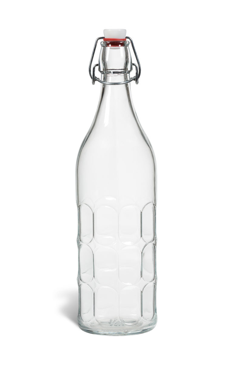 Moresca Clear Bottle w/ Flip Top, 1 Liter|Specialty Bottle