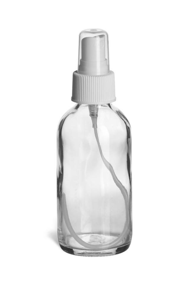 Clear Round Glass Bottle & Atomizer, 4 oz | Specialty Bottle