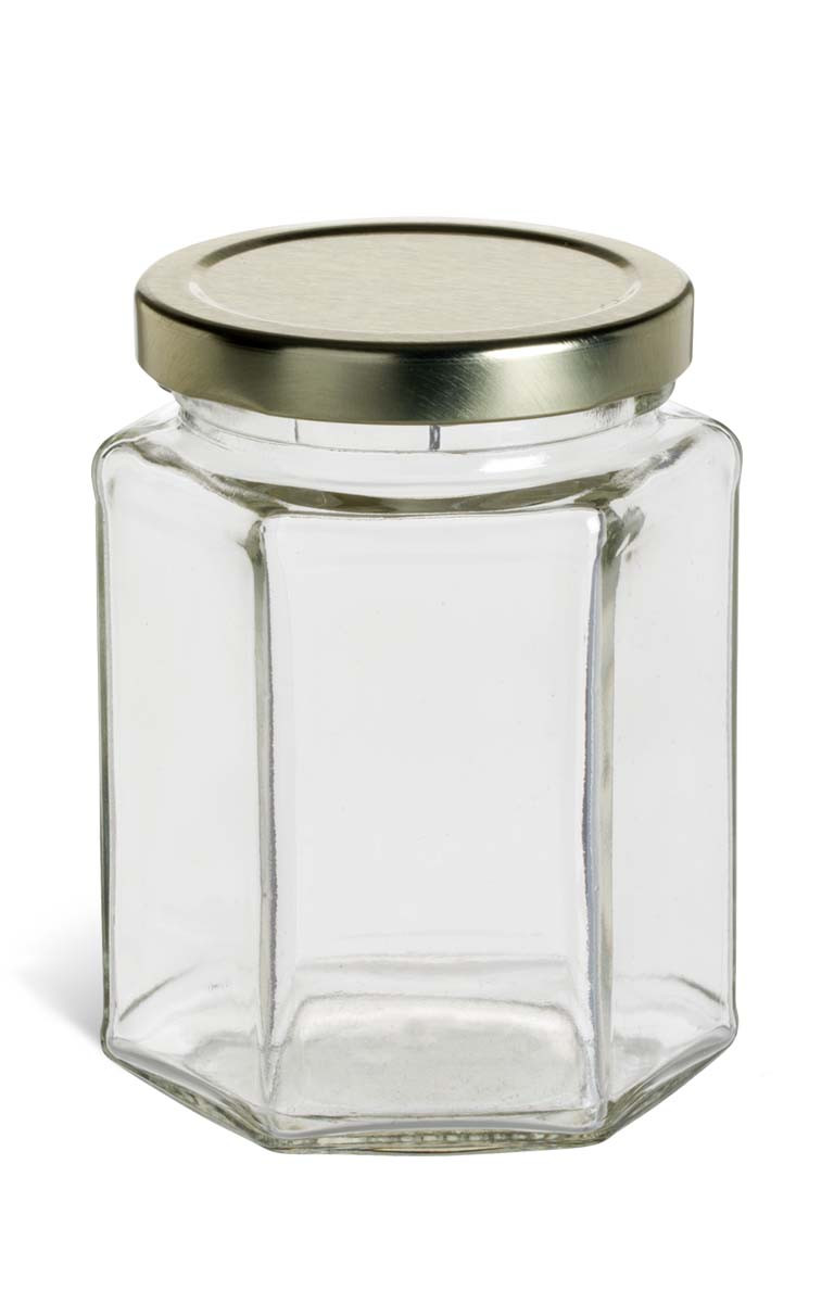 Hexagon Glass Preserve Jar, 9 oz |Specialty Bottle