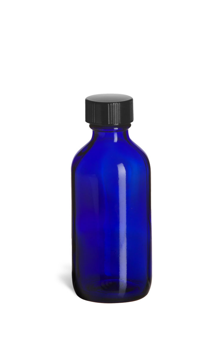 Blue Round Glass Bottle Wholesale, 2 oz |Specialty Bottle