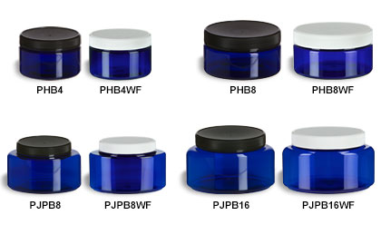 Blue Oval & Round Plastic Jars | Specialty Bottle