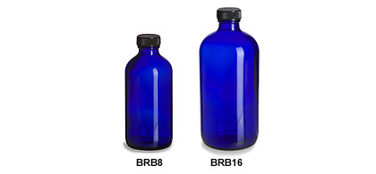 Large Blue Glass Boston Round Bottles | Specialty Bottle