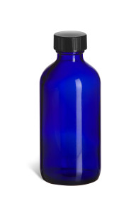 Blue Boston Round Glass Bottle | Polyseal | 8 oz | Specialty Bottle