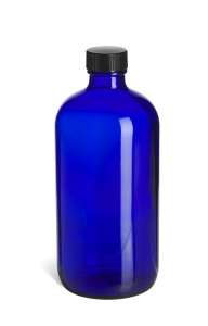 Blue Boston Round Glass Bottle | Polyseal | 16 oz | Specialty Bottle