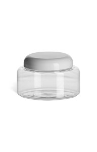 16 oz Clear Plastic Oval Jar, White Dome Lid