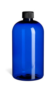 Blue Boston Round Plastic Bottle, 16oz|Specialty Bottle
