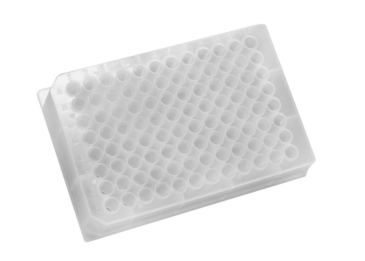Sterile - 96 Round Well, V Bottom, 27mm high, 0.5mL/well, Raised Rim ...