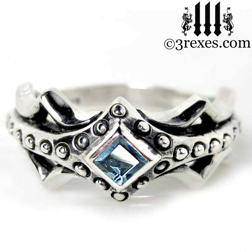 Brandy Wine Medieval Wedding Crown Gothic Engagement Ring