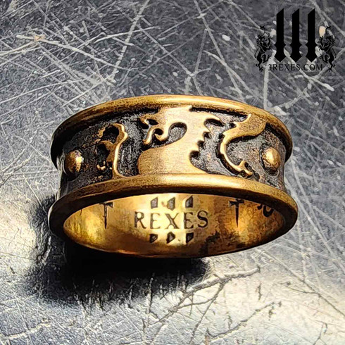 Pendragon Medieval Wedding Ring in Bronze - 3 Rexes Jewelry