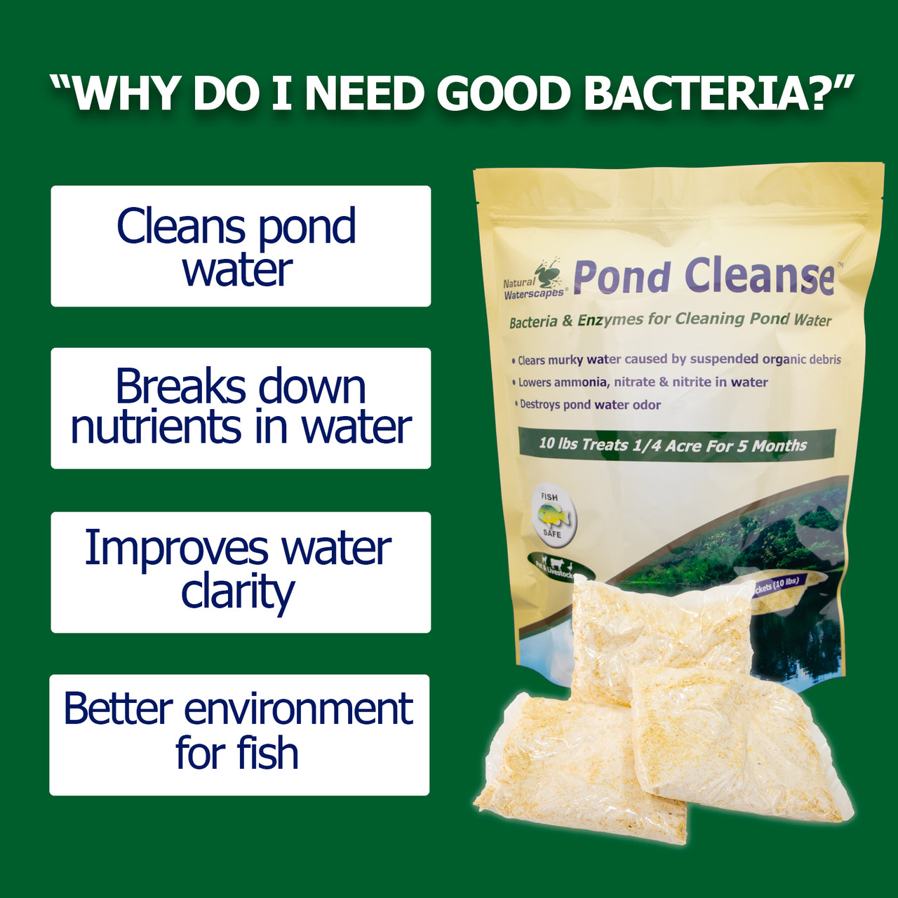 Natural Pond Cleaner Pack 1/2 acre Pond Treatment