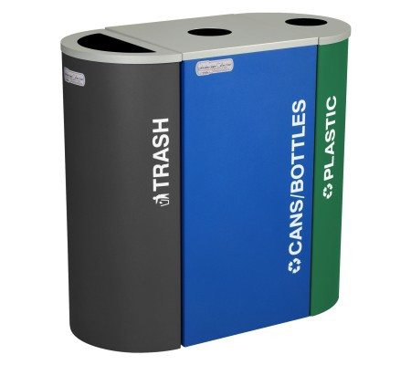 40 Gal. Kaleidoscope Triple Trash Can/Recycle Bin Combo