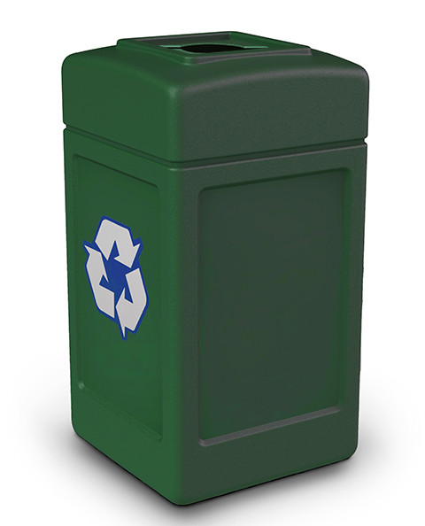 42 Gal. Indoor Outdoor Square Mixed Recycle Bin (Co-Mingle Opening, 4 ...