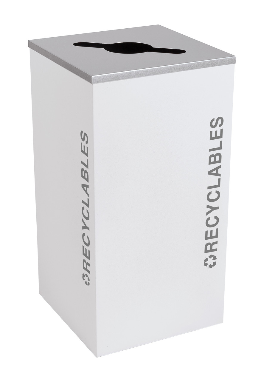 24 Gal. Kaleidoscope Square Black Tie Recycle Bin RC-KDSQ-R-BT-WHT