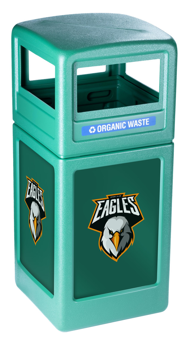 Custom Logo Plastic 42 Gal. Gallon Trash Can with or without Dome Lid