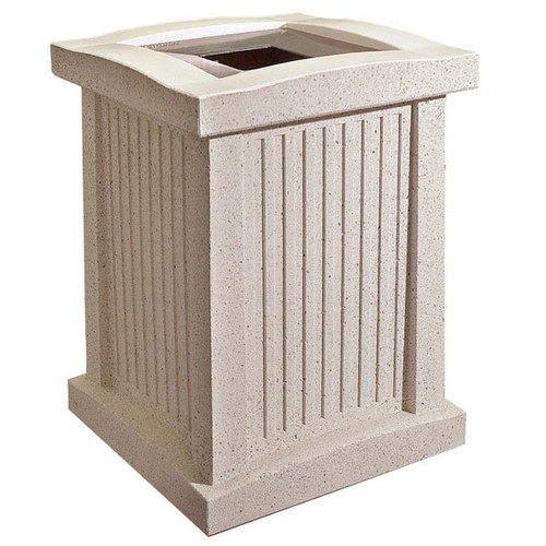 24 Gallon Square Concrete Outdoor Trash Receptacle SL102