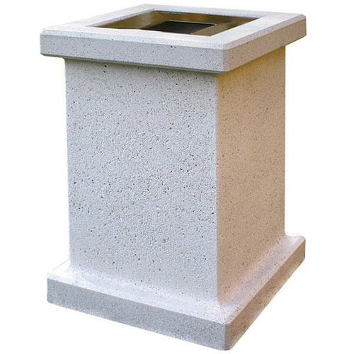 24 Gallon Square Concrete Outdoor Trash Receptacle SL103
