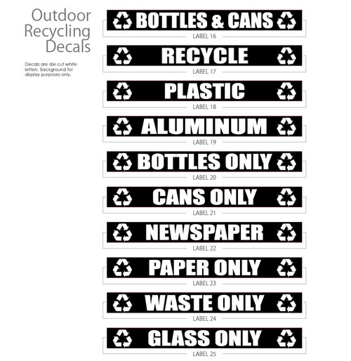 White Letter Decals for Outdoor Commercial Recycle Bins OUTDOORLABELS