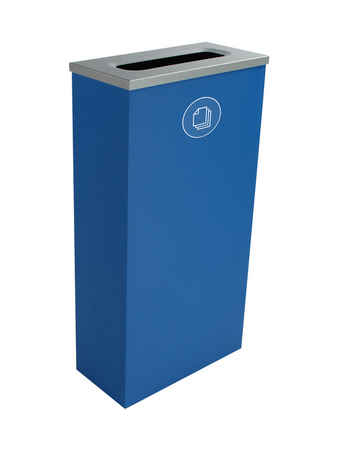 10 Gallon Steel Spectrum Slim Paper Collector Recycle Bin Blue 8107062-3