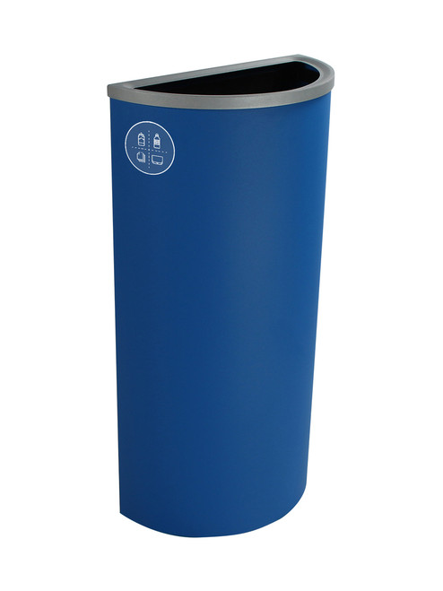 8 Gallon Steel Spectrum Half Round Multi Recycle Bin Blue 8107023-4