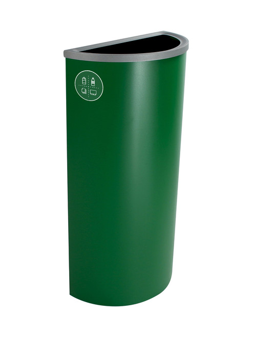 8 Gallon Steel Spectrum Half Round Multi Recycle Bin Dark Green 8107024-4