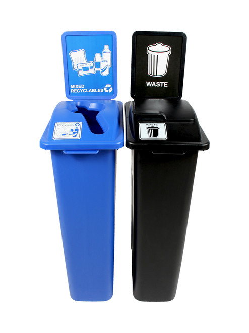 46 Gal. Simple Sort Skinny Trash Can Recycle Bin Combo 8106036-25