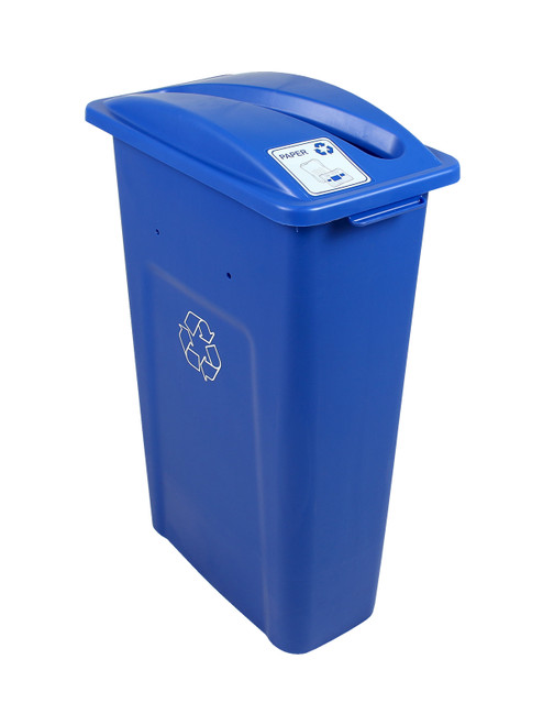 23 Gal. Blue Skinny Simple Sort Recycle Bin (Paper)