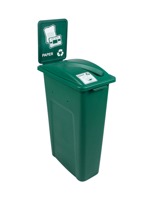 23 Gal. Green Skinny Simple Sort Recycle Bin with Sign (Paper)