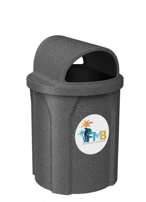 Custom Vinyl Logo 42 Gal. 2 Way Open Dome Top Trash Can with Liner ...