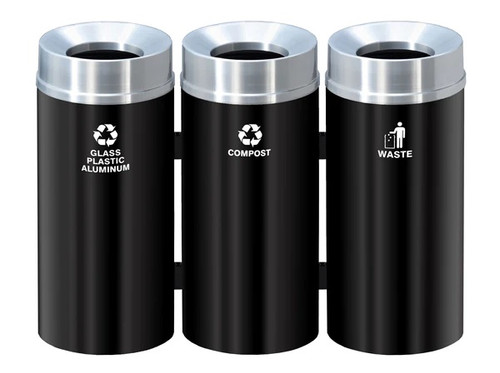 Deluxe Three Stream Connectable Recycling Trash Can Combo