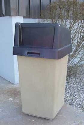 35 Gal. Concrete Push Door Top Square Outdoor Waste Can RC35S