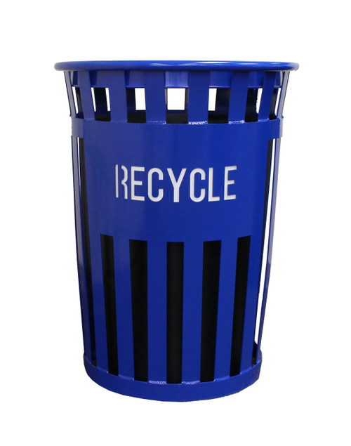 36 Gal. Eco Series M3601RE-BL Blue Trash Can with RECYCLE Laser Cut Message