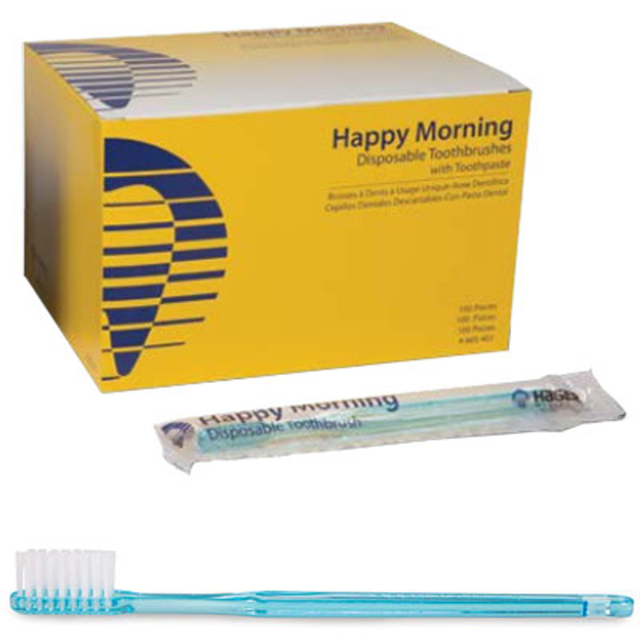 Happy Morning Single-Use Toothbrush with Mint Toothpaste, 100/Bx. Each ...