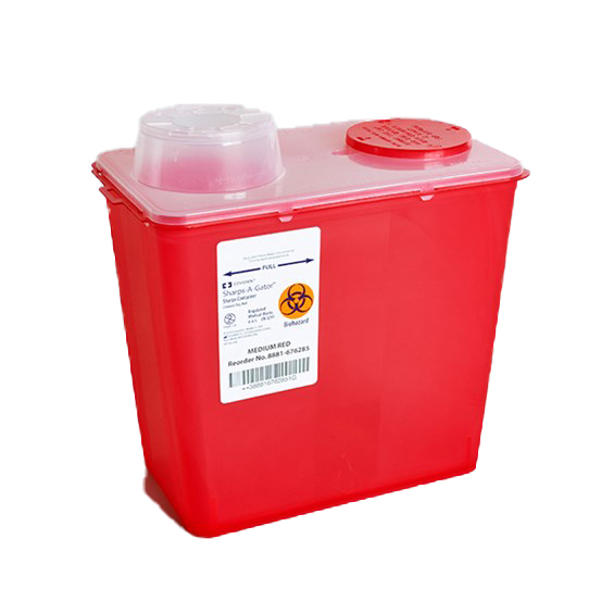 Monoject Medium 8 quart Sharps Disposal Container, Chimney-Top, Red ...